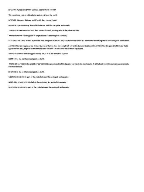 Locating Places On Earth Using A Coordinate System Pdf