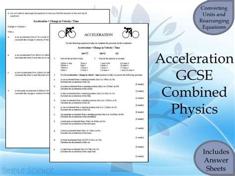 Velocity Acceleration Worksheets Answer Key