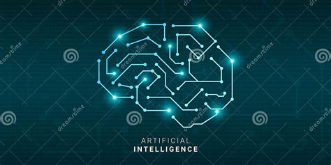 conceptual illustration for artificial intelligence with circuit brain