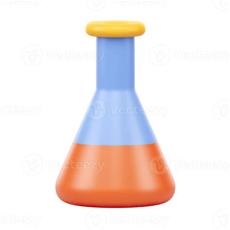 3d Erlenmeyer Flask With Orange Liquid Symbolizes Chemistry Science Experiments Laboratory