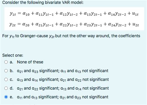 Solved Consider The Following Bivariate Var Model Yıt 10
