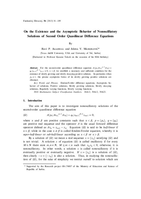 Pdf Existence And Behavior Of Quasilinear Solutions