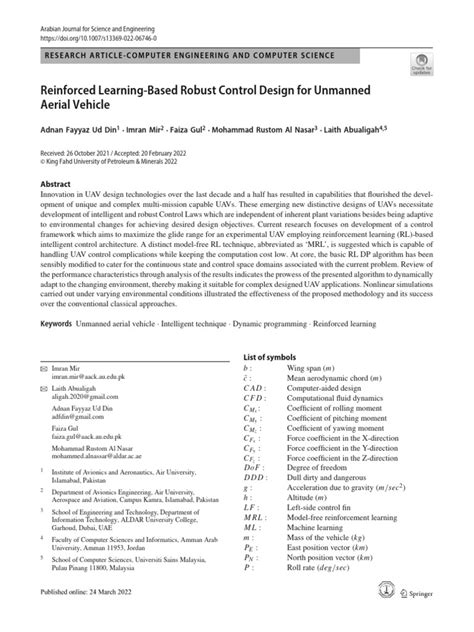 reinforced learning based robust control design for unmanned aerial