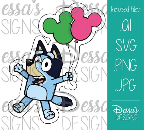 Bluey With Mickey Balloons Vector And Sublimation Design Etsy Australia