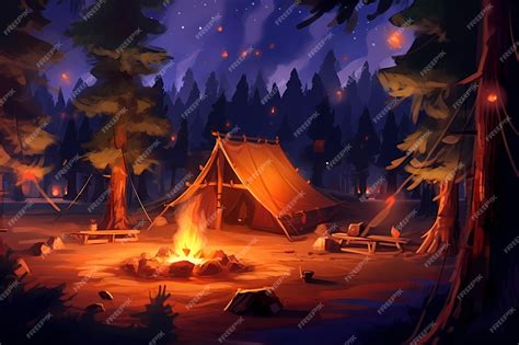 Premium Ai Image Campfire Flickering In The Night Casting Dancing