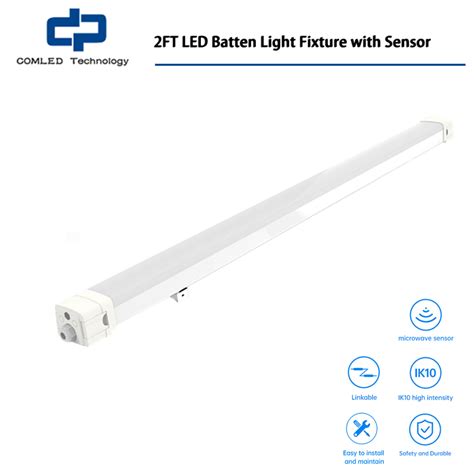 2ft Led Batten Light Fixture With Sensor Warehouse Linkable Light Fitting Comled