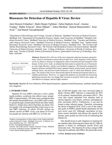 My First Published Paper In Title Of Biosensor For The Detection Of Hepatitis B Virus Review