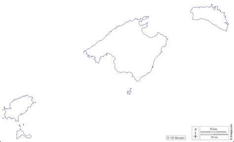 Îles Baléares Carte Géographique Gratuite Carte Géographique Muette