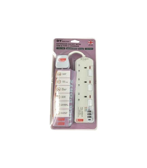 Dt England Extension Socket With Usb And Type C Charger Hardware Specialist