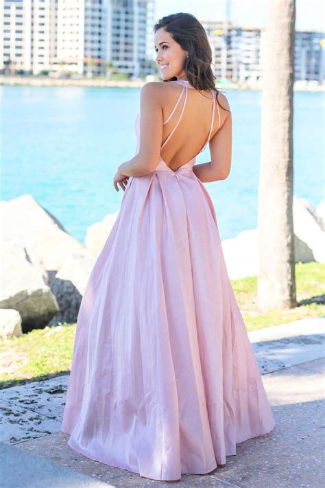 Blush V Neck Maxi Dress With Open Back Maxi Dresses Saved By The Dress