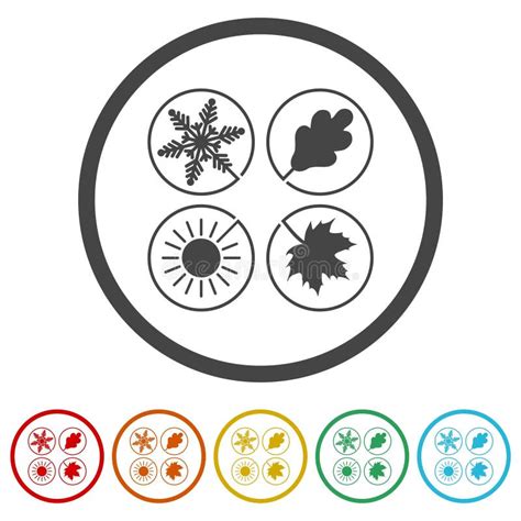 Season Icons Set Icons In Color Circle Buttons Stock Illustration Illustration Of Color