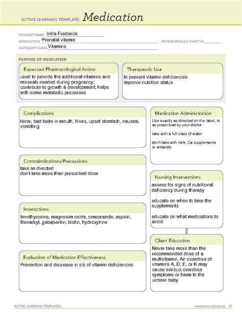Multivitamin Medication Template
