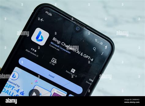 Bing Chat With Ai Application On Smartphone Screen Bing Is A