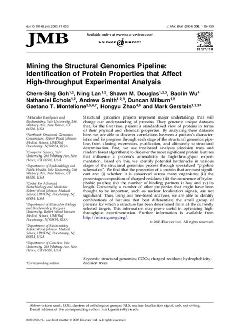 Pdf Mining The Structural Genomics Pipeline Identification Of Protein Properties That Affect
