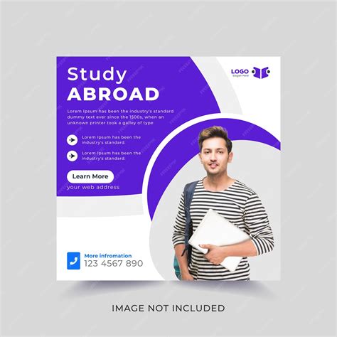 소셜 미디어 포스트 유학 현대 웹 템플릿 프리미엄 벡터
