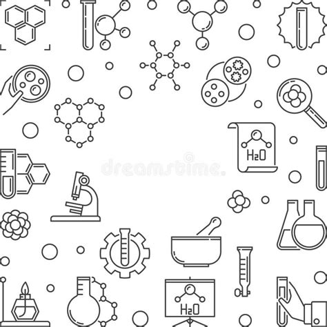 Chemistry Science Colored Outline Frame Vector Illustration Stock