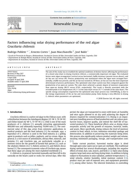 Factor Influenching Solar Drying Red Algae Pdf Clothes Dryer