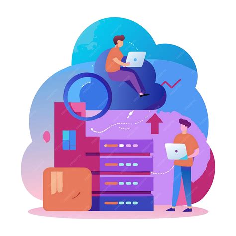 Data Analysis And Cloud Computing Concept With Servers And Users Premium Ai Generated Vector