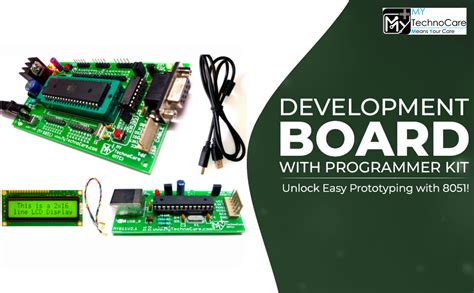 buy my technocare 8051 development board with usbasp isp programmer kit and 16x2 lcd
