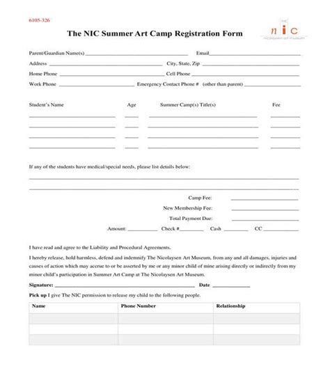 Day Camp Waiver Form Template Printable Word Searches
