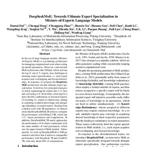 Deepseekmoe Towards Ultimate Expert Specialization In Mixture Of Experts Language Models Acl