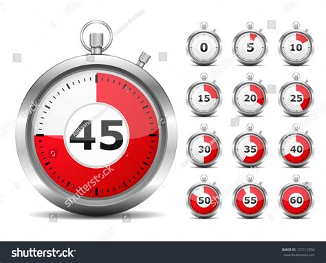 Set Red Timers Vector Eps10 Illustration Stock Vector Royalty Free