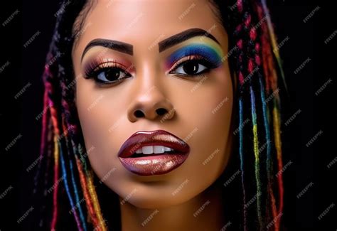 Premium Ai Image African American Women With Pride Color Face Paint