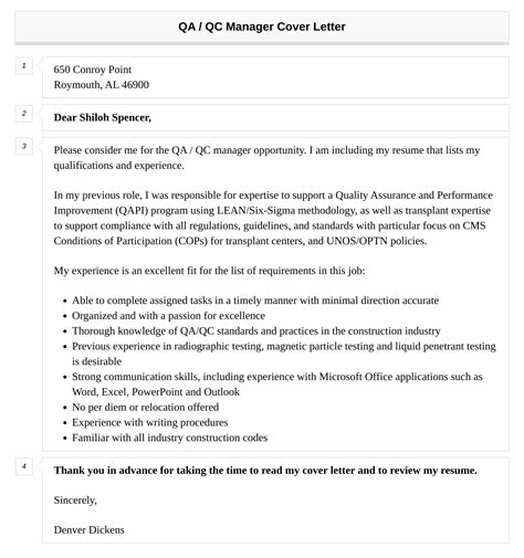 qa qc manager cover letter velvet jobs