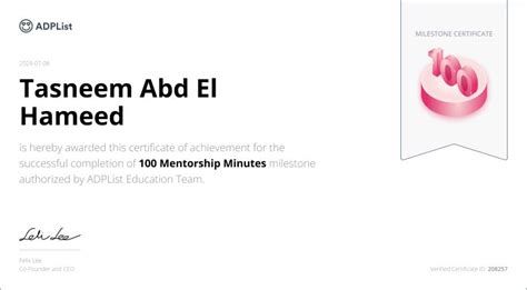 Tasneem Abd El Hameed On Linkedin Awarded For 100 Mentorship Minutes