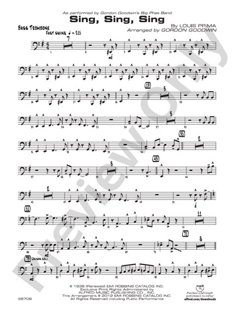 Sing Sing Sing Bass Trombone Bass Trombone Part Digital Sheet