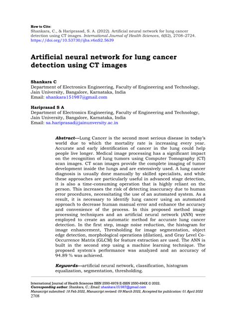Pdf Artificial Neural Network For Lung Cancer Detection Using Ct Images