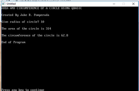 Free Programming Source Codes And Computer Programming Tutorials Area And Circumference Of A