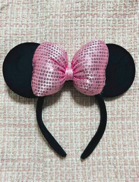 Minnie Mouse Hairband Headband Pink Ribbon Disney Womens Fashion
