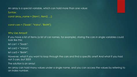 Arrays And Its Types And Examples Of Sorting Reversing Arrayspptx