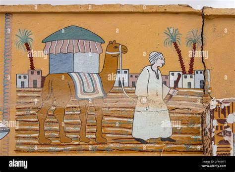 Modern Painted Egyptian Hajj Mural In Luxor Egypt Stock Photo Alamy
