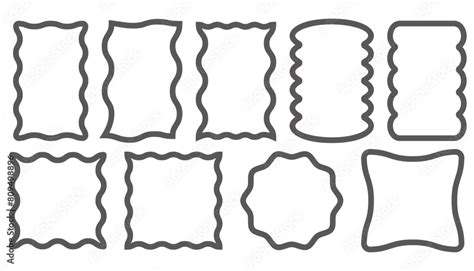 Wavy Rectangle Frame Scallop Edge Box Outline Squiggle Vector Border