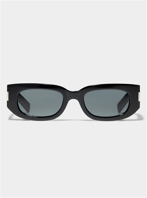 Saint Laurent Monogram Temples Rectangular Sunglasses In Black Lyst