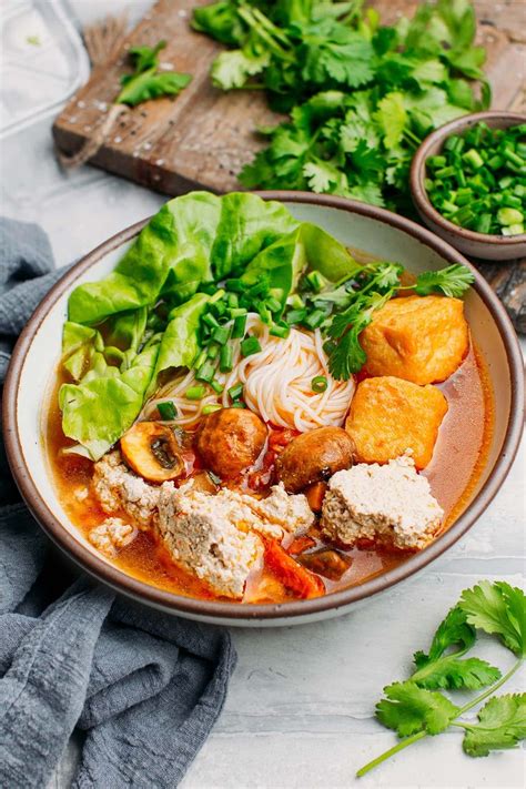 Vegan Bun Rieu Vietnamese Crab Noodle Soup Recipe Bún riêu
