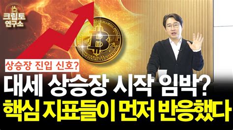 대세 상승장 시작 임박 이 지표들이 먼저 반응했다 박작가의 크립토연구소 비트코인 상승장 Youtube