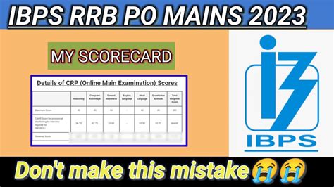 Ibps Rrb Po Mains Scorecard Scorecard Ibps Po Mains 2023 Youtube