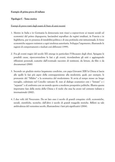 Pdf Esempio Di Prima Prova Di Italiano Tipologia C Tema Storico