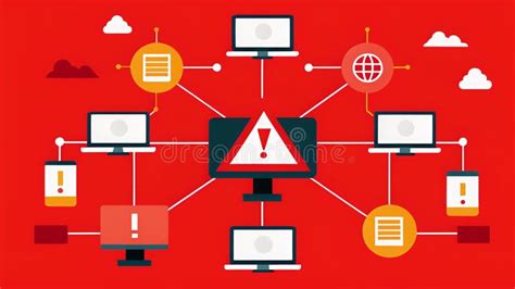 A Red Alert Symbol Flashes Above A Network Of Computers Signifying The Continuous Vigilance And