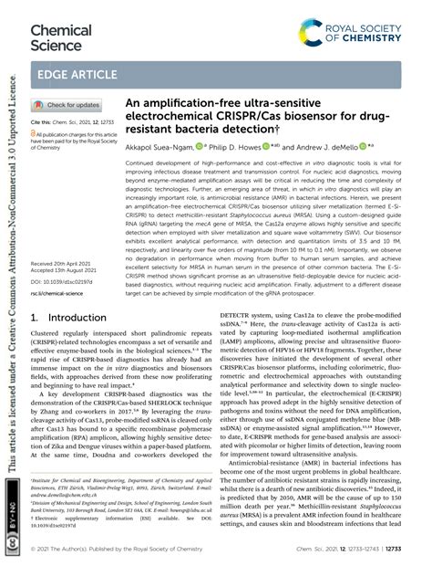 Pdf An Amplification Free Ultra Sensitive Electrochemical Crispr Cas Biosensor For Drug