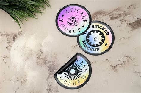 Premium Psd Holographic Sticker Design Mockup