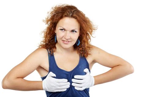 Woman Squeezes Her Breasts With Her Hands Stock Image Image Of