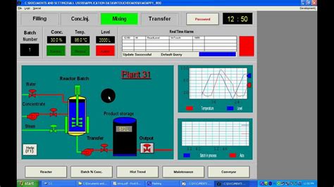 wonderware intouch scada reactor tank demo application youtube