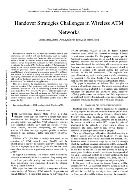 Pdf Handover Strategies Challenges In Wireless Atm Networks