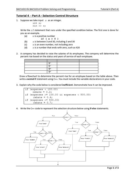 Tutorial 4 Part A Selection Control Structure Pdf Integer Computer Science C
