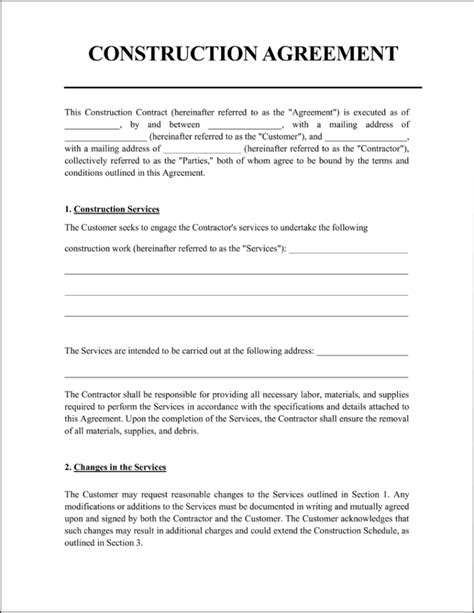 Construction Contract Disclaimer Template