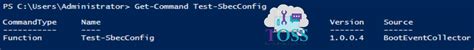 Test SbecConfig PowerShell Cmdlet Script TOSS
